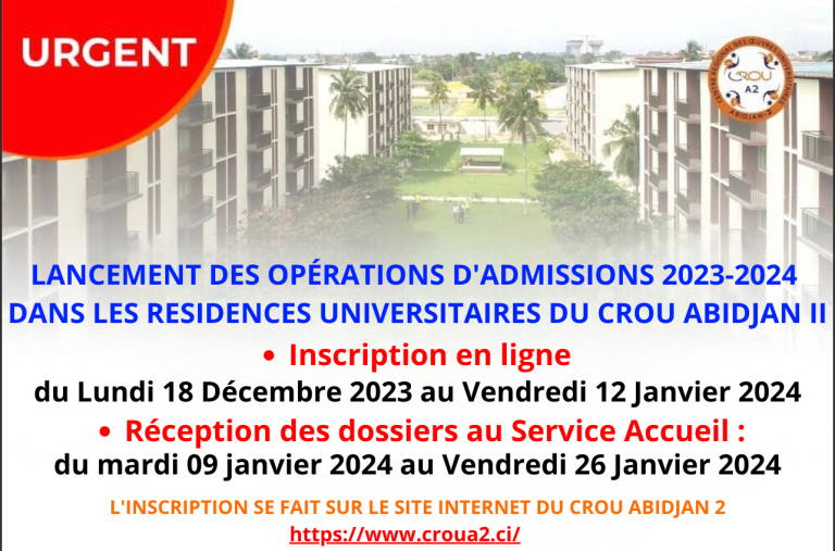 LANCEMENT DES OPÉRATIONS D'ADMISSIONS 2023-2024 DES RESIDENCES ...